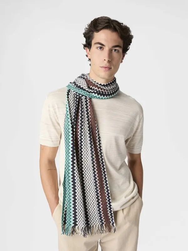 Missoni Cotton Zigzag Scarf With Fringes
