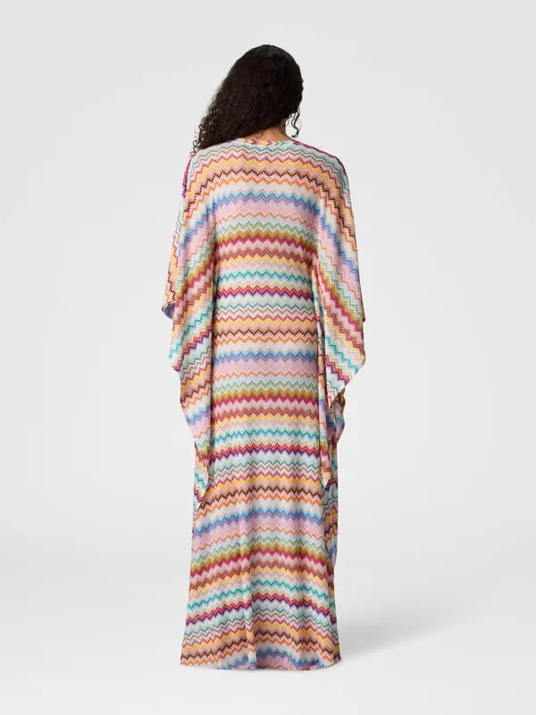 Missoni Long Caftan Cover-up With Micro Pixel-effect Zigzag Pattern