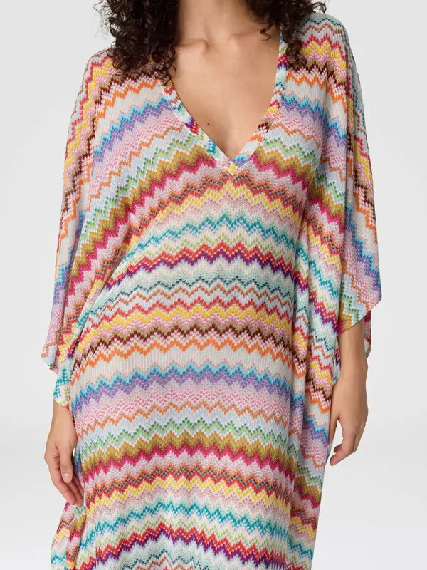 Missoni Long Caftan Cover-up With Micro Pixel-effect Zigzag Pattern