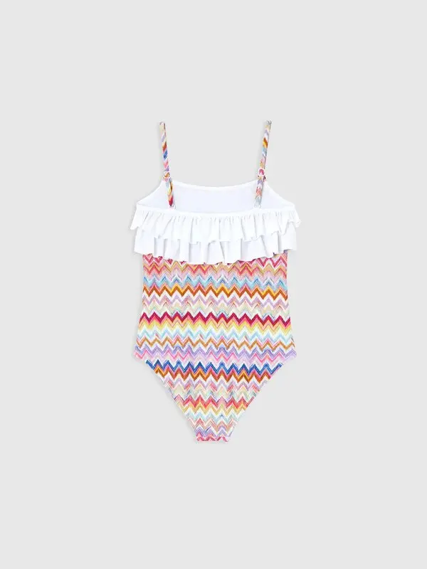 Missoni One-piece Swimsuit With Zig Zag Print And Ruffles