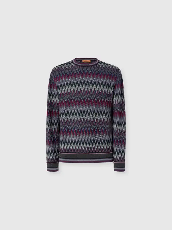 Missoni Crew Neck Sweater With 3d Zigzag Pattern