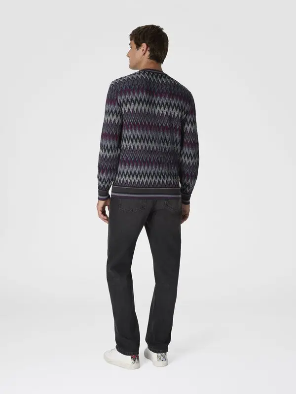 Missoni Crew Neck Sweater With 3d Zigzag Pattern