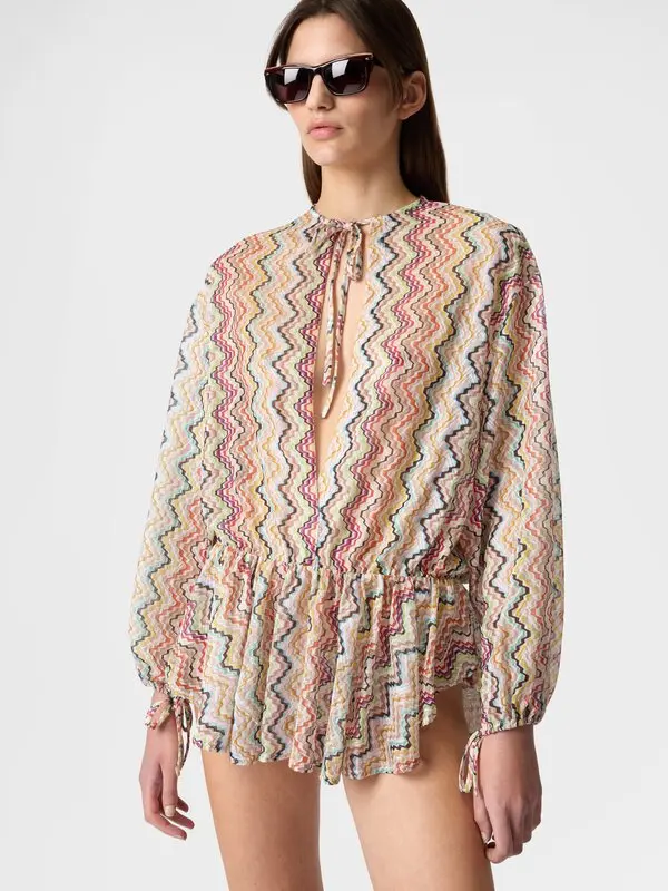 Missoni Long-sleeved Mini Cover-up Dress