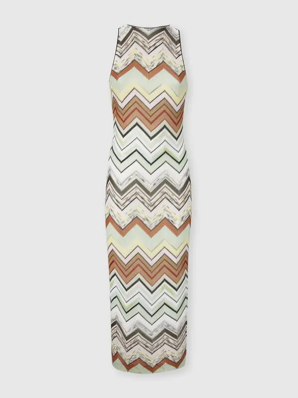 Missoni Sleeveless Long Dress In Viscose And Cotton Chevron