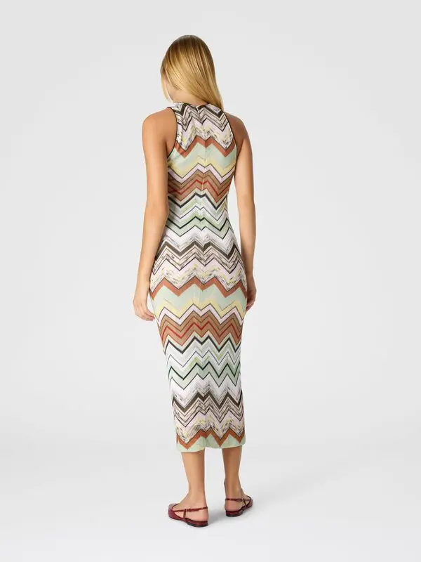 Missoni Sleeveless Long Dress In Viscose And Cotton Chevron