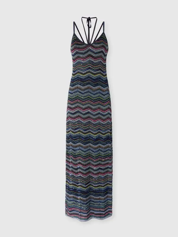 Missoni Long Chevron Knit Dress With Braided Straps - Multicoloured