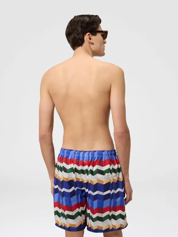 Missoni Long Swim Shorts With 3d Zigzag Print