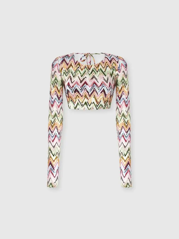 Missoni Stretch Viscose Chevron Lace Crop Top - Multicoloured