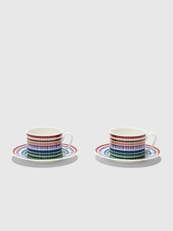 Missoni Waves Set Of 2 Tea Cups & Saucers - Multicoloured