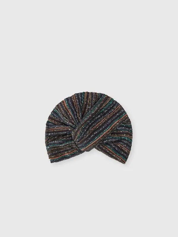 Missoni Ribbed Lamé Viscose Turban With Sequins