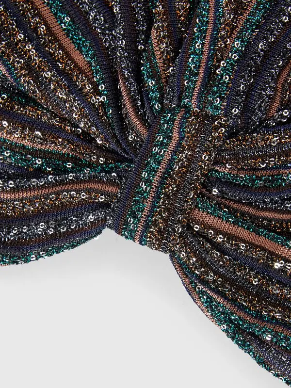 Missoni Ribbed Lamé Viscose Turban With Sequins