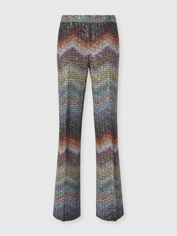 Missoni Viscose Lamé Straight Trousers With Sequins