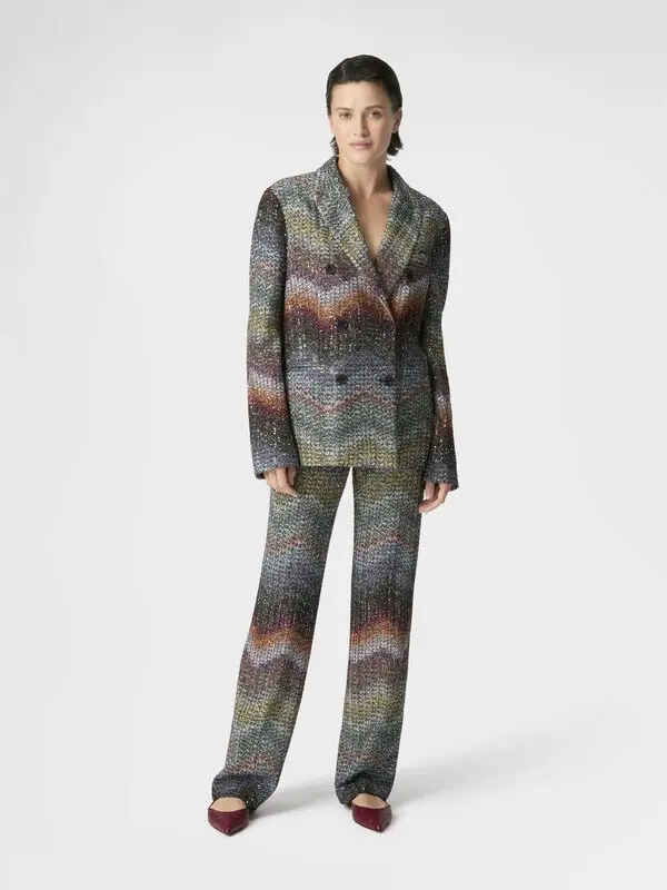 Missoni Viscose Lamé Straight Trousers With Sequins