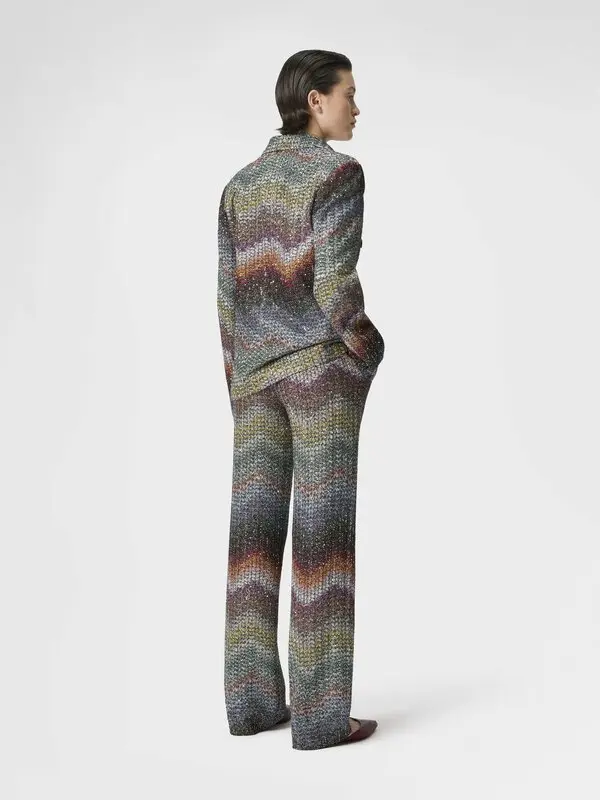 Missoni Viscose Lamé Straight Trousers With Sequins