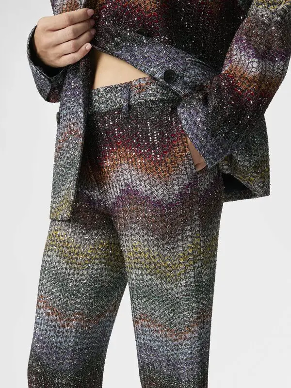 Missoni Viscose Lamé Straight Trousers With Sequins