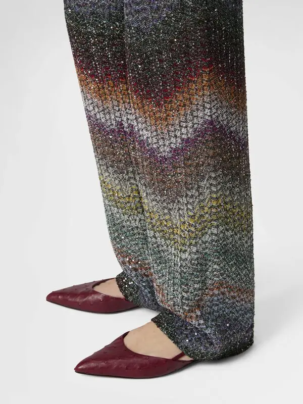 Missoni Viscose Lamé Straight Trousers With Sequins