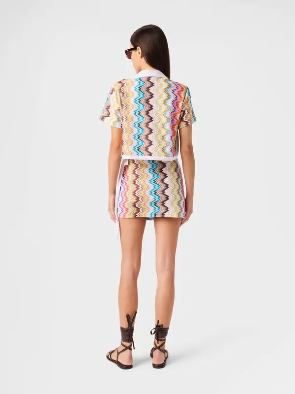 Missoni Cropped Polo In Printed Zig Zag Terry