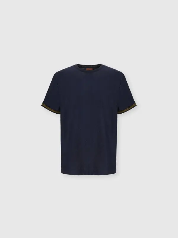Missoni Crew-neck Cotton Jacquard T-shirt With Tone-on-tone Zigzag Design