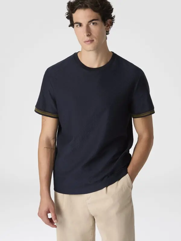 Missoni Crew-neck Cotton Jacquard T-shirt With Tone-on-tone Zigzag Design