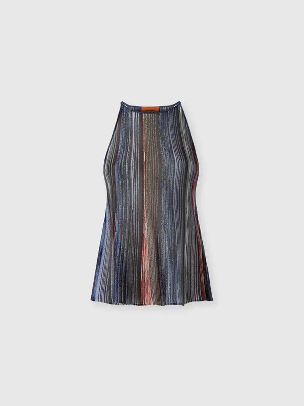Missoni Sleeveless Ribbed Viscose Lamé Top