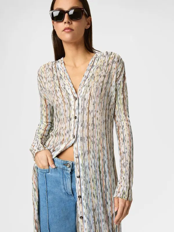 Missoni Cardigan In Ribbed Viscose Blend With Sequins