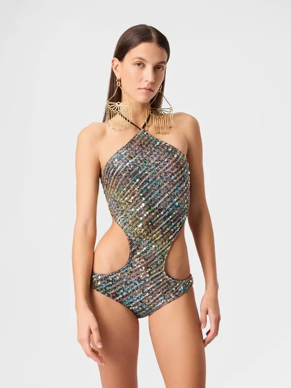 Missoni Trikini With Halterneck Neckline And Sequins