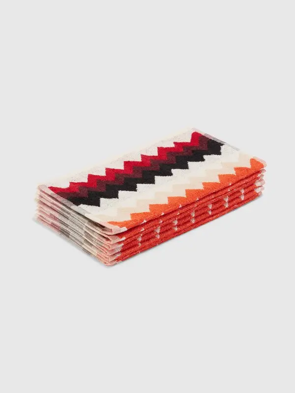 Missoni Best Set Of Six Pure Cotton Face Towels - Red,multicoloured
