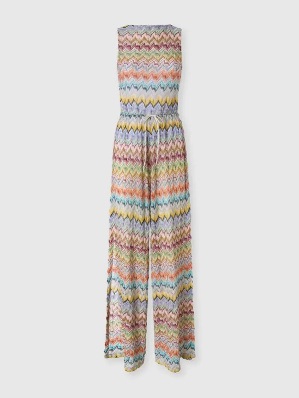 Missoni Long Viscose Lamé Cover-up Jumpsuit With Cut-out - Multicoloured