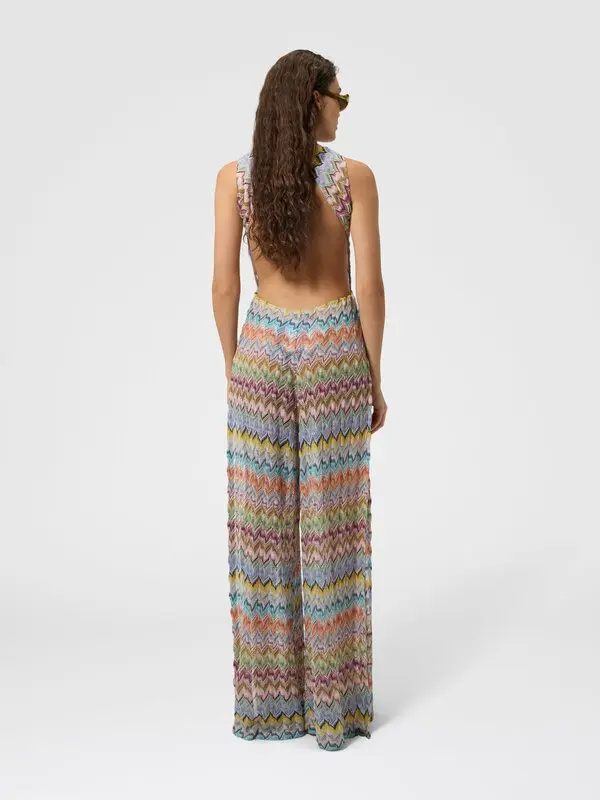 Missoni Long Viscose Lamé Cover-up Jumpsuit With Cut-out