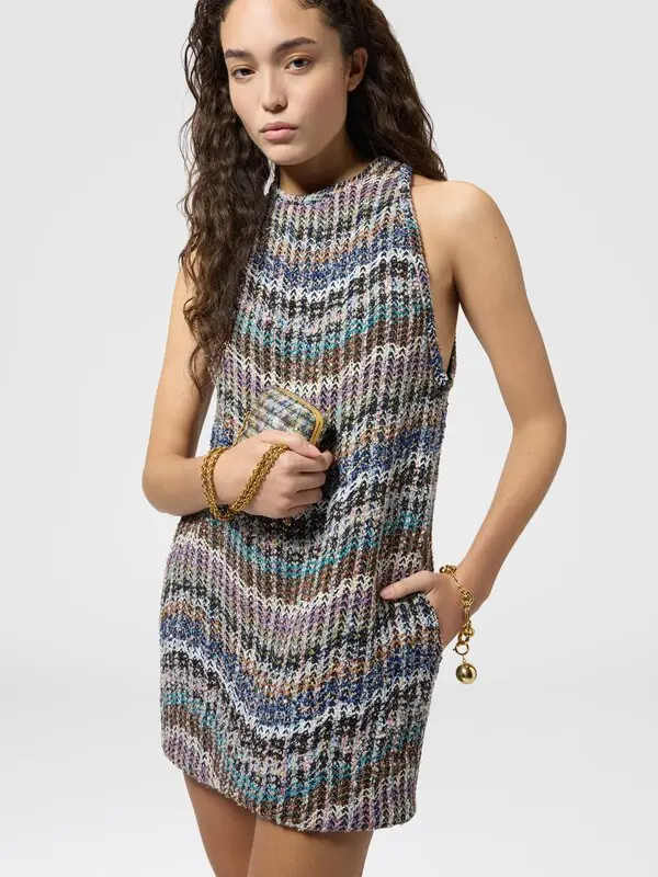 Missoni Chevron Knit Mini Dress With Sequins - Multicoloured