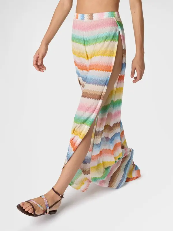 Missoni Beach Cover-up Pants With Dégradé Zigzag Pattern And Slits