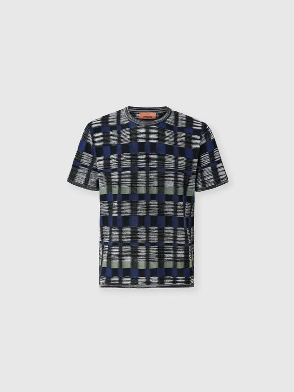 Missoni Crew-neck Cotton And Viscose T-shirt With Check Pattern