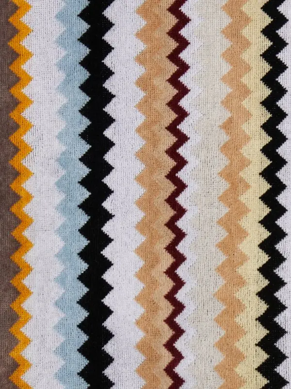 Missoni Long Curt Chevron Cotton Terry Hooded Bathrobe - Black