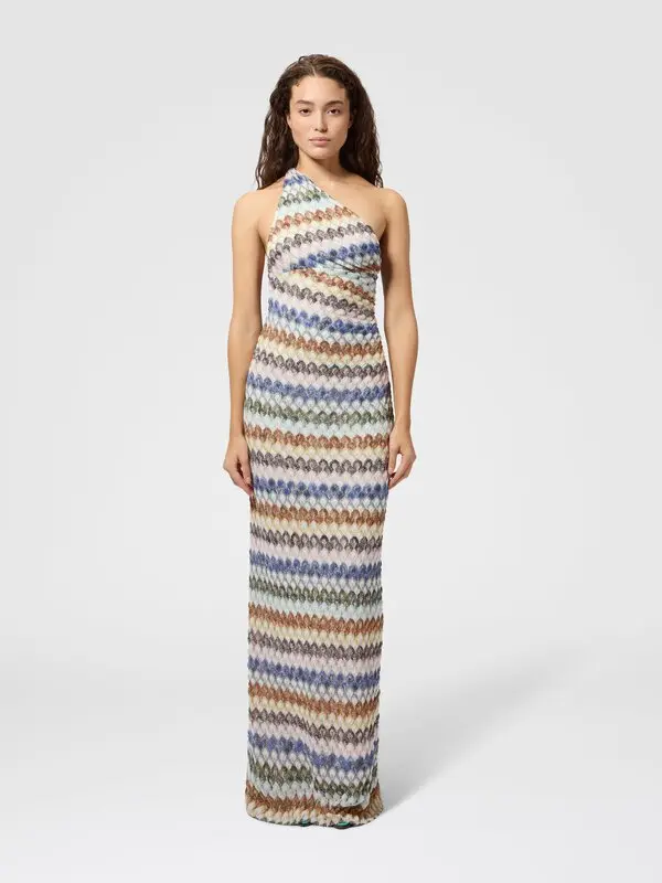 Missoni One-shoulder Viscose Lamé Long Dress