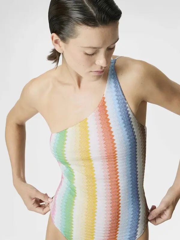 Missoni One-shoulder Dégradé Zigzag Swimsuit