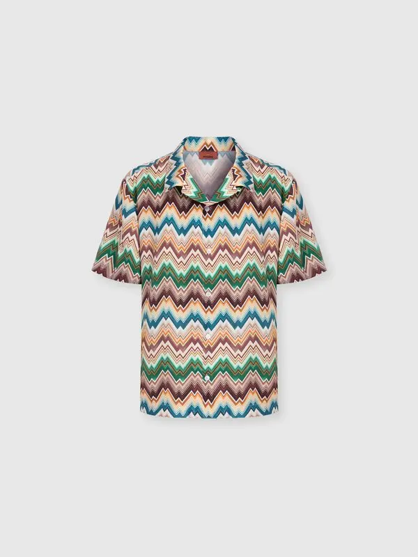 Missoni Bowling Shirt With Irregular Zig Zag Print