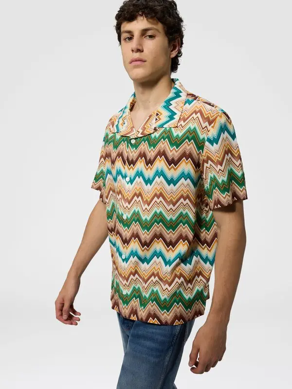 Missoni Bowling Shirt With Irregular Zig Zag Print