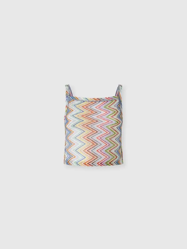 Missoni Zig Zag Tulle Tank Top With Back Cut-out