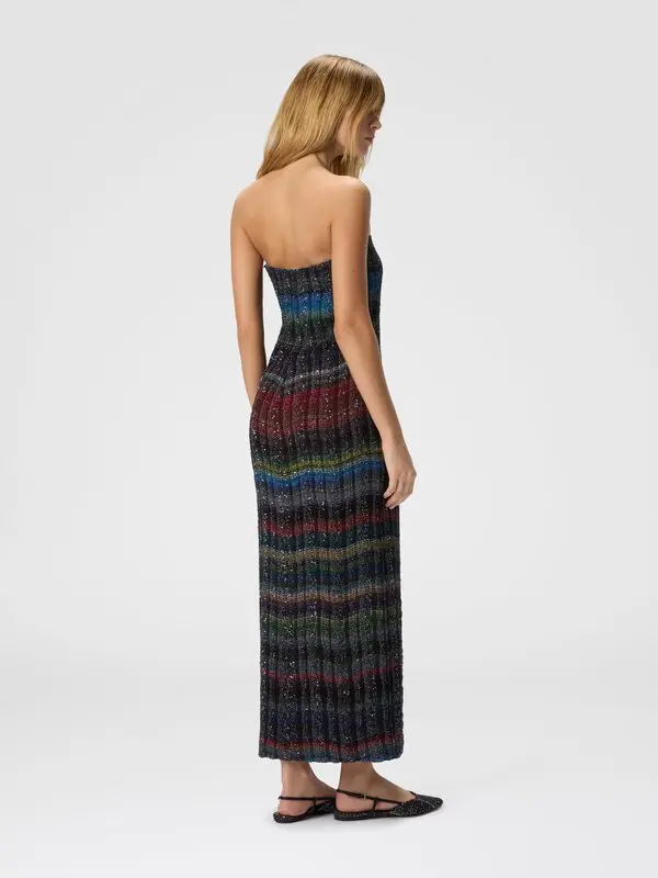 Missoni Long Strapless Dress With Wave Check Pattern