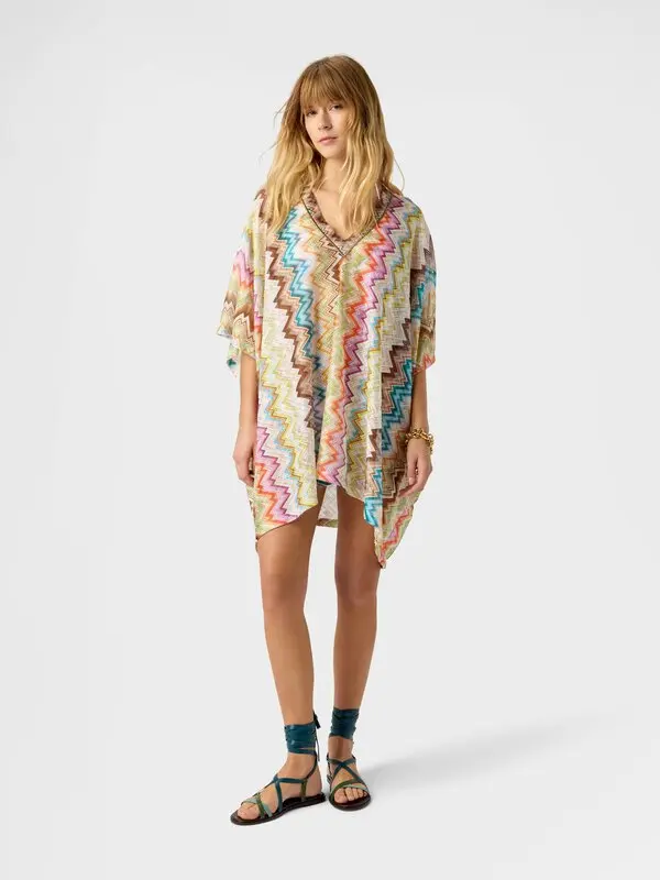 Missoni Short Kaftan With V-neckline And Printed Pattern