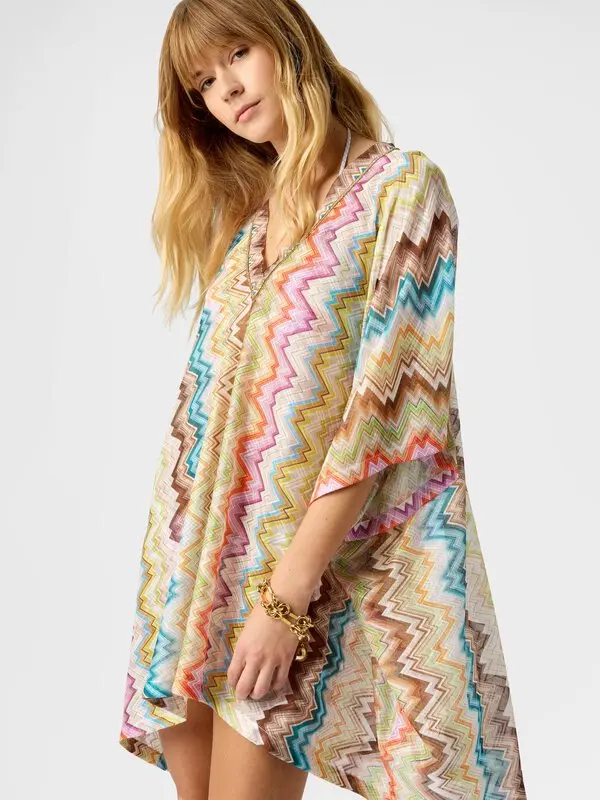 Missoni Short Kaftan With V-neckline And Printed Pattern