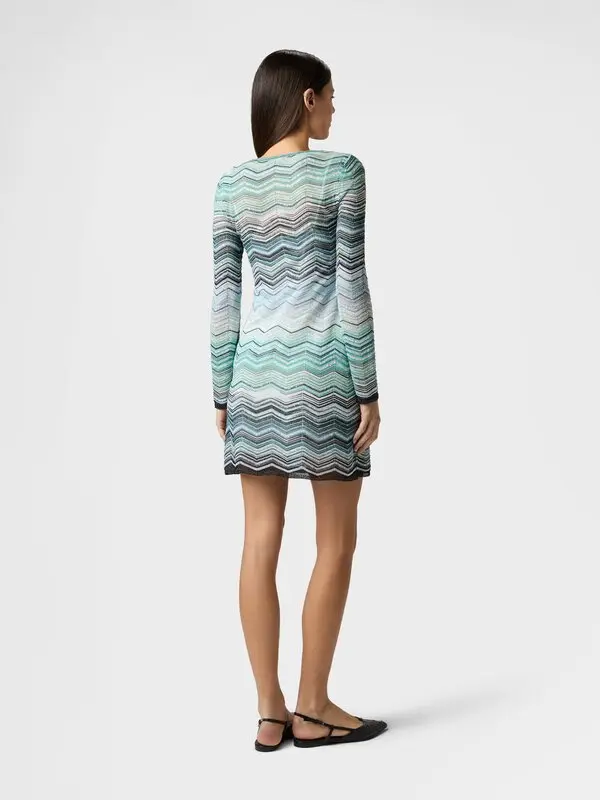 Missoni Viscose Chevron Lamé Sequined Mini Dress