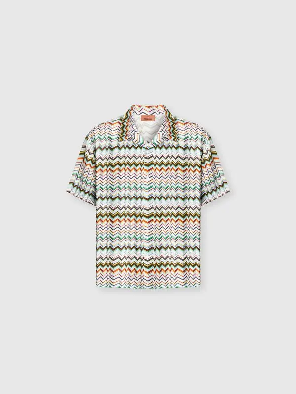 Missoni Bowling Shirt In Viscose With Irregular Zigzag Print