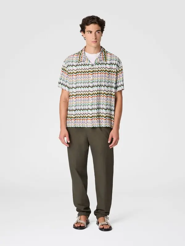 Missoni Bowling Shirt In Viscose With Irregular Zigzag Print
