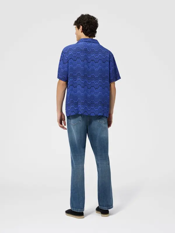 Missoni Bowling Shirt With Tone-on-tone Irregular Zig Zag Print