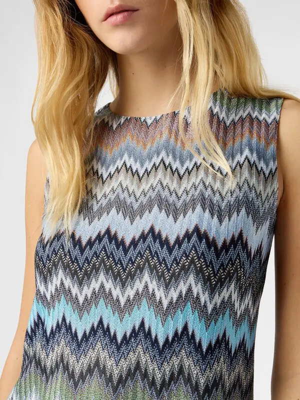 Missoni Sleeveless Viscose Chevron Mini Dress - Multicoloured