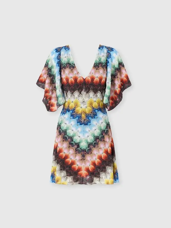 Missoni Short Dress In Lamé Viscose Blend With Lace Motif - Multicoloured