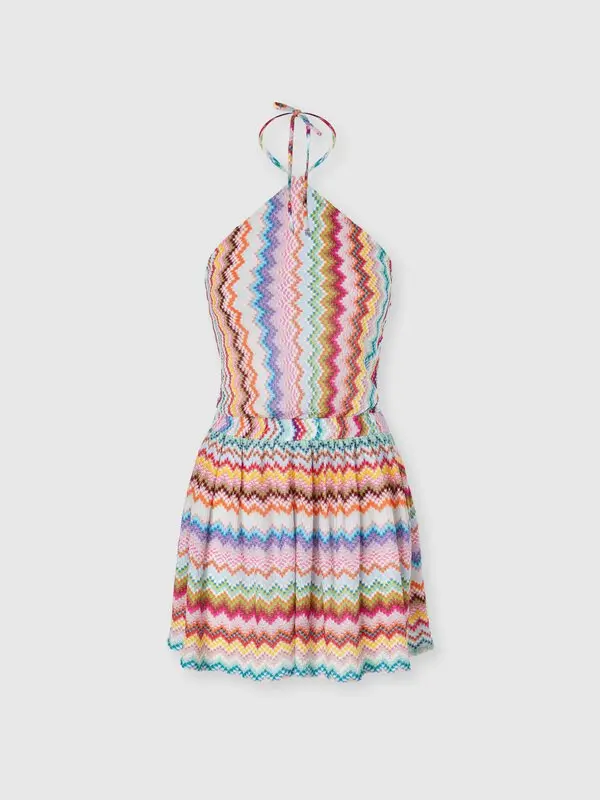 Missoni Short Jumpsuit In Lamé Viscose With Pixel-effect Zigzag Pattern - Multicoloured