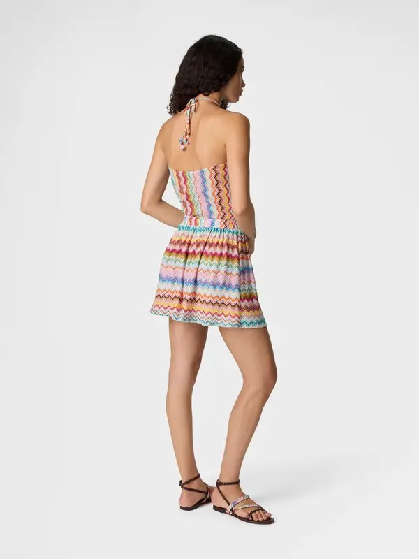 Missoni Short Jumpsuit In Lamé Viscose With Pixel-effect Zigzag Pattern