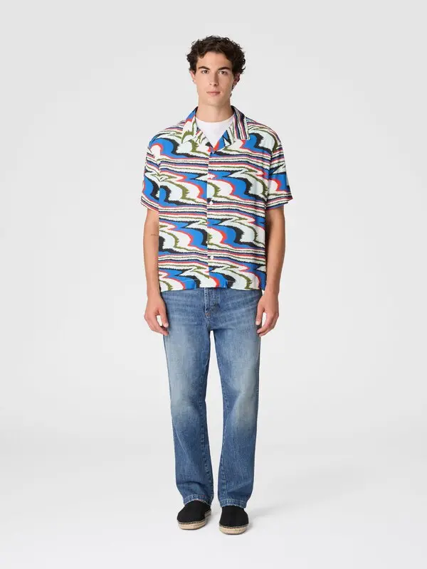 Missoni Bowling Shirt In Viscose With Flame Print